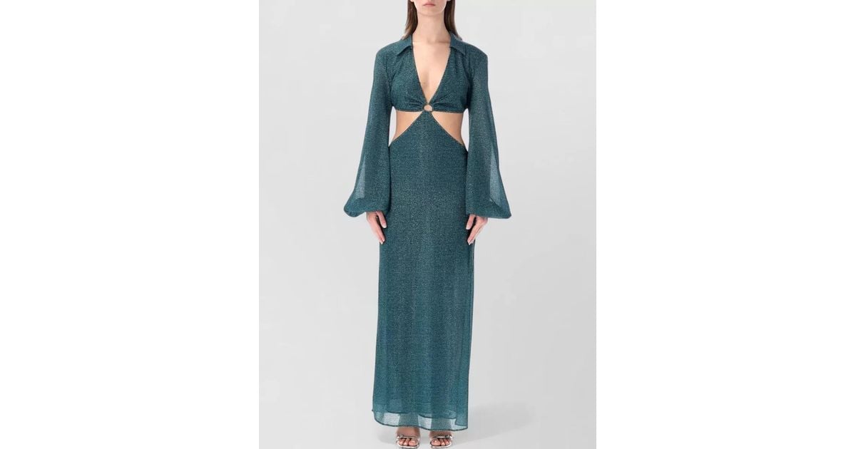 Oséree Lumiere Glitter Cut Out Long Dress in Blue | Lyst UK