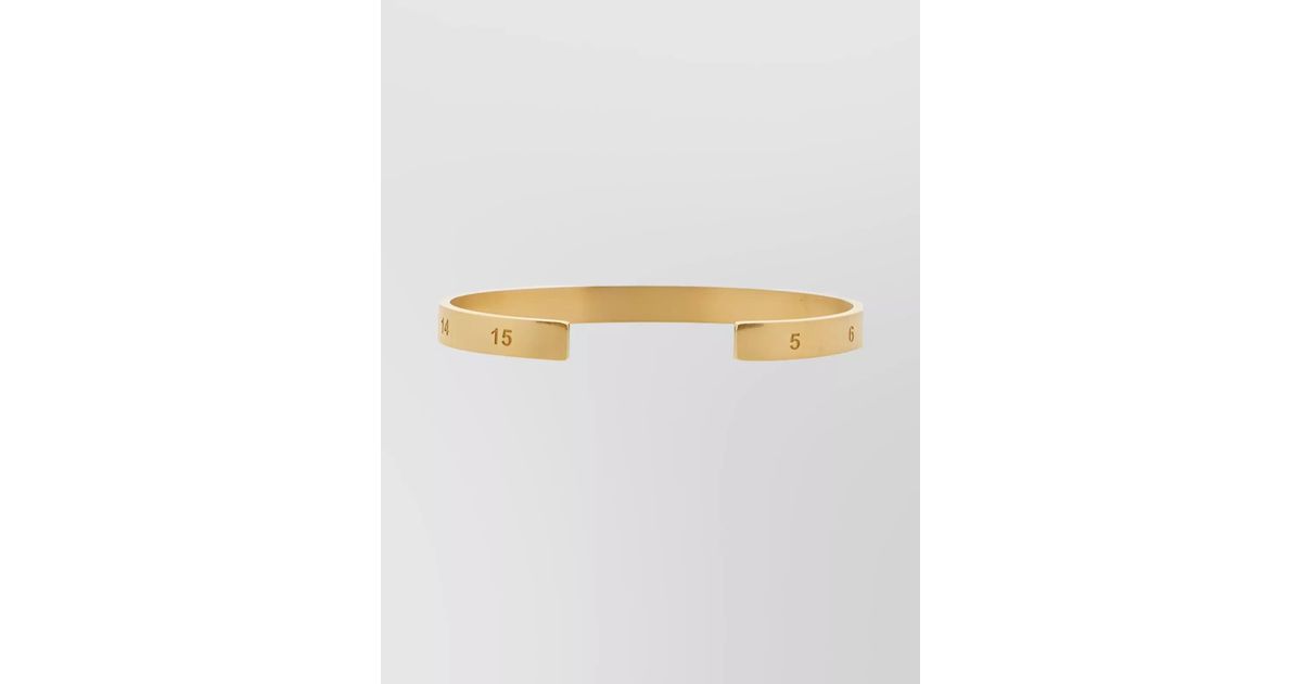 Maison Margiela Numbers Engraved Open Cuff Slim Profile in White | Lyst