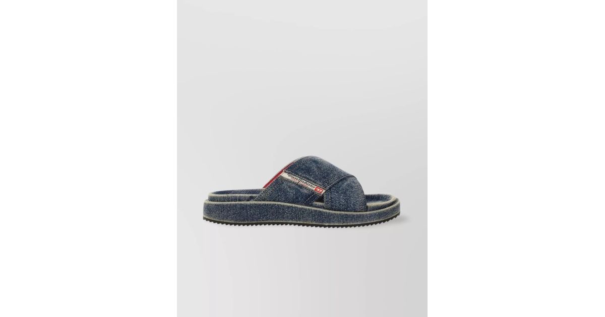 DIESEL Crossover Denim Slide Sandal in Blue | Lyst