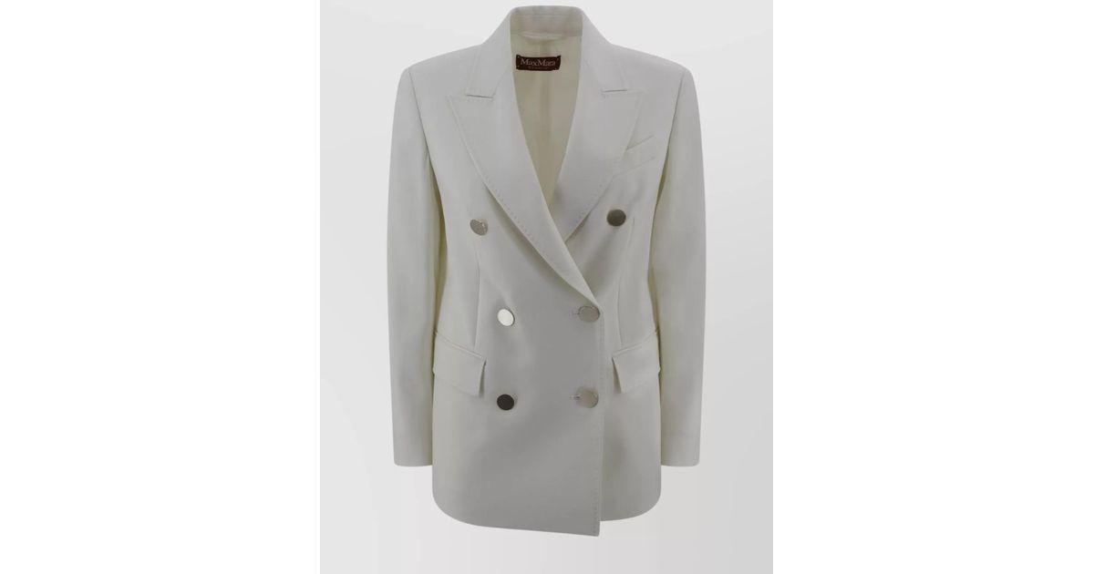 Max Mara Tailored Double-Breasted Jacket Structured Shoulders in Gray ...