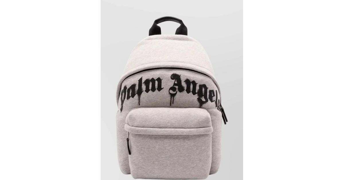 Palm Angels Cotton Logo-Print Backpack in Grey for Men | Lyst UK