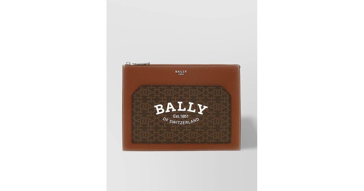 Bally Stitched Contrast Dual-Tone Rectangular Clutch Bags in Brown for Men | Lyst