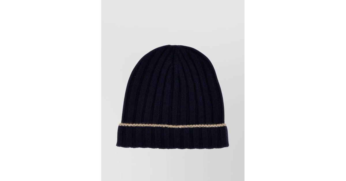 Brunello Cucinelli Folded Brim Ribbed Texture Contrast Trim in Blue for ...