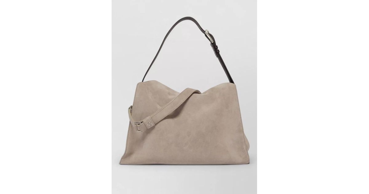 Orciani Soft Suede Shoulder Bag Structured Design in Natural | Lyst