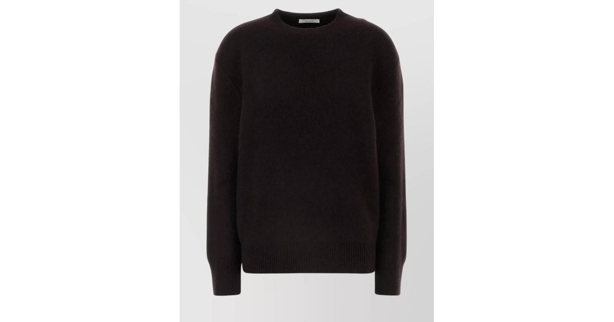 The Row Cashmere Blend Crew Neck Sweater in Black | Lyst