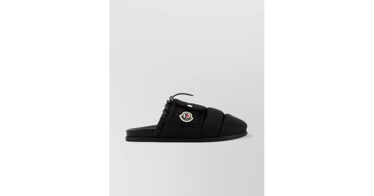 Moncler Quilted Fabric Pocket Slippers in Black | Lyst