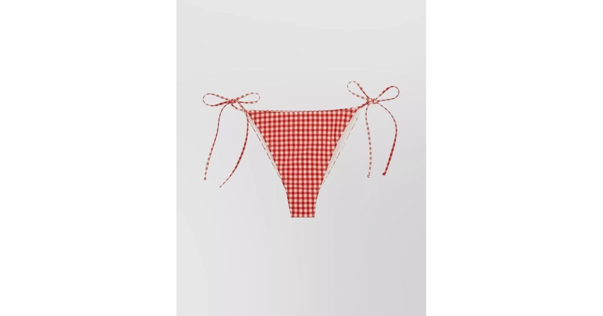 Mc2 Saint Barth Marianne Gingham Triangle Bikini Bottom in Red | Lyst UK