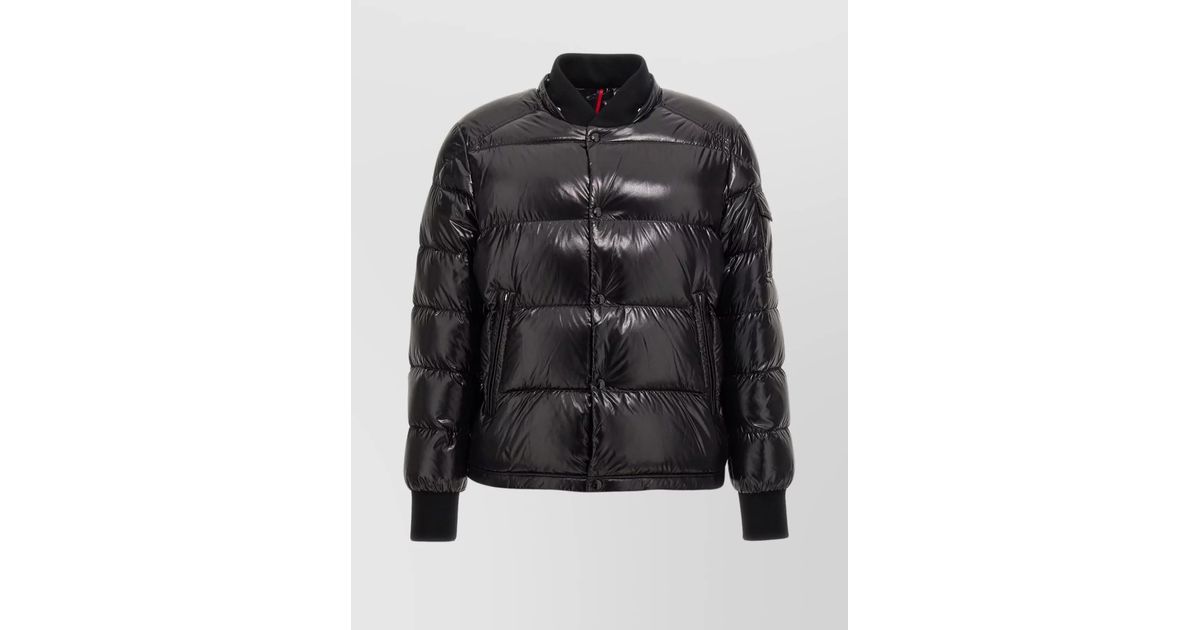 Moncler Puffer Jacket With Hood And Ribbed Cuffs in Black for Men | Lyst