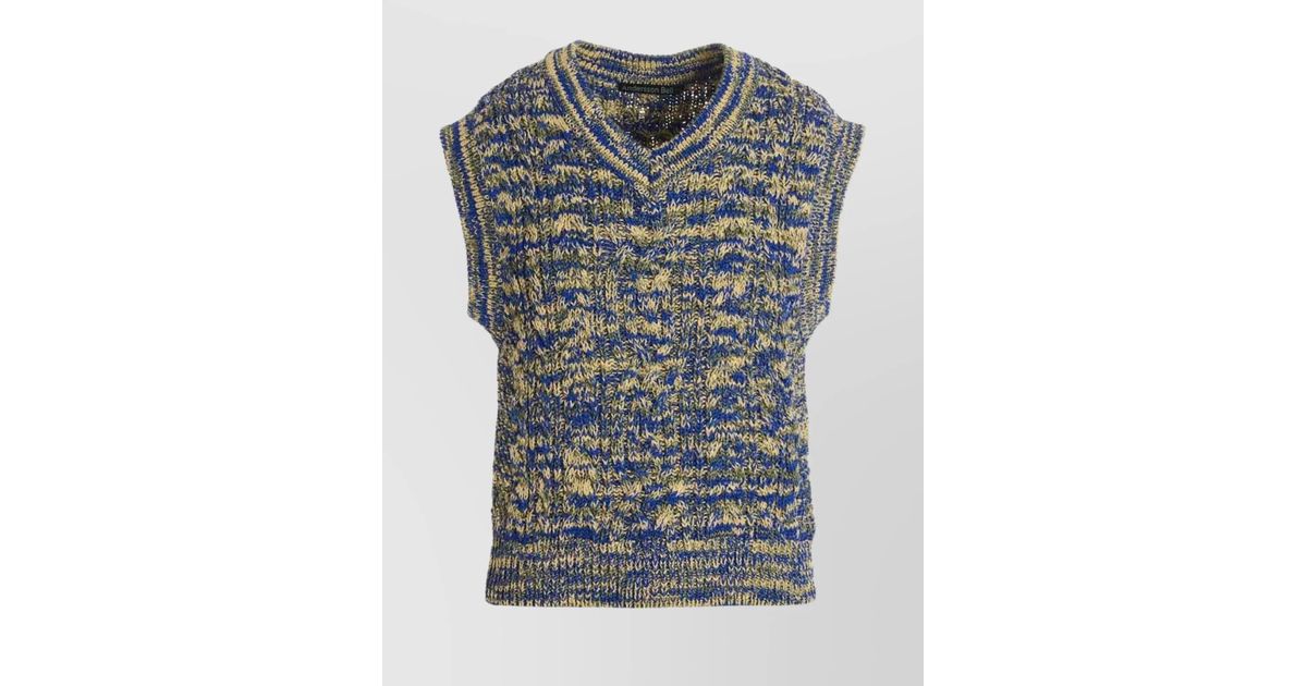 ANDERSSON BELL Cable Knit Sleeveless V Neck Vest in Blue for Men | Lyst UK