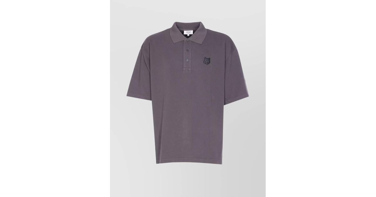 Maison Kitsuné Polo Shirt Featuring Fox Head Design in Purple for Men ...