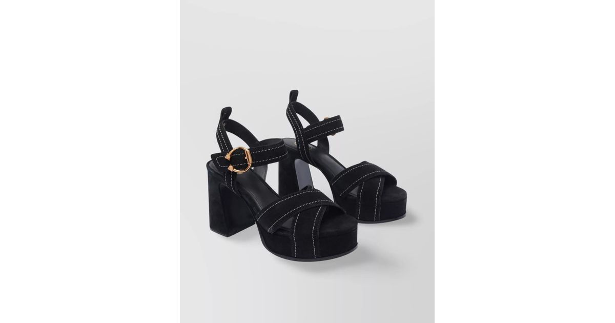 Ash Strappy Block Heel Platform Sandals in Black | Lyst