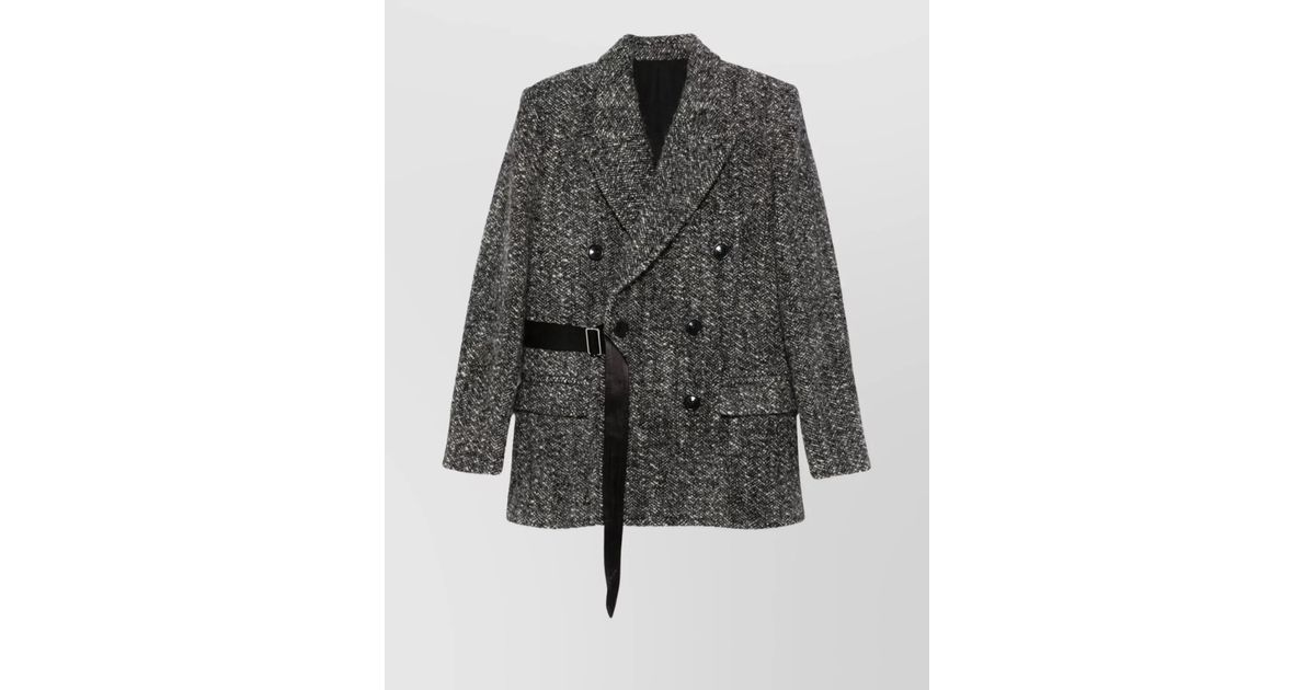Isabel Marant Wool Herringbone Double-Breasted Belted Coat in Gray | Lyst