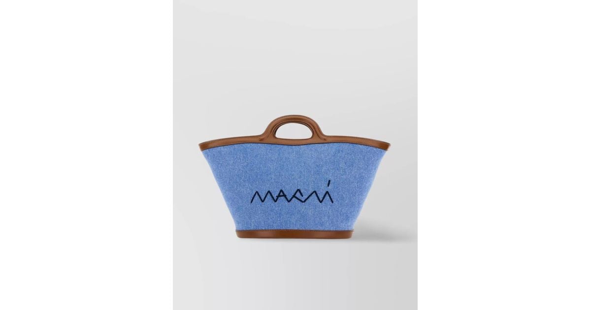 Marni Denim Bucket Bag Contrast Trim in Blue | Lyst