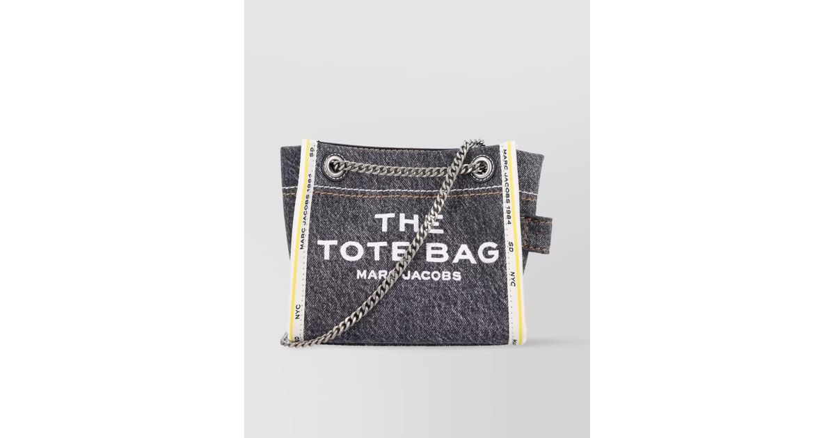 Marc Jacobs Denim Chain Strap Tote With Contrast Trim in Gray | Lyst