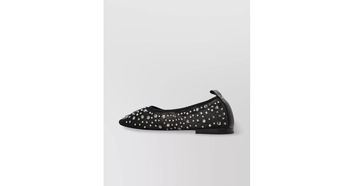 Tory Burch Crystal Mesh Embellished Leather Ballerina Shoes | Lyst