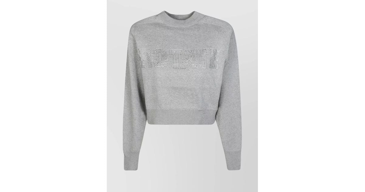 ROTATE BIRGER CHRISTENSEN Logo Cropped Ribbed Knitwear in Grey | Lyst UK