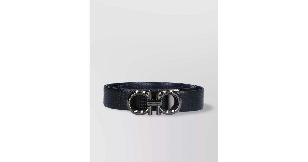 Ferragamo Adjustable Perforated Leather Belts in Black for Men | Lyst