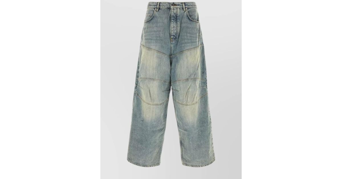 Balenciaga Wide-Leg Faded Denim Trousers With Front And Back Pockets in ...