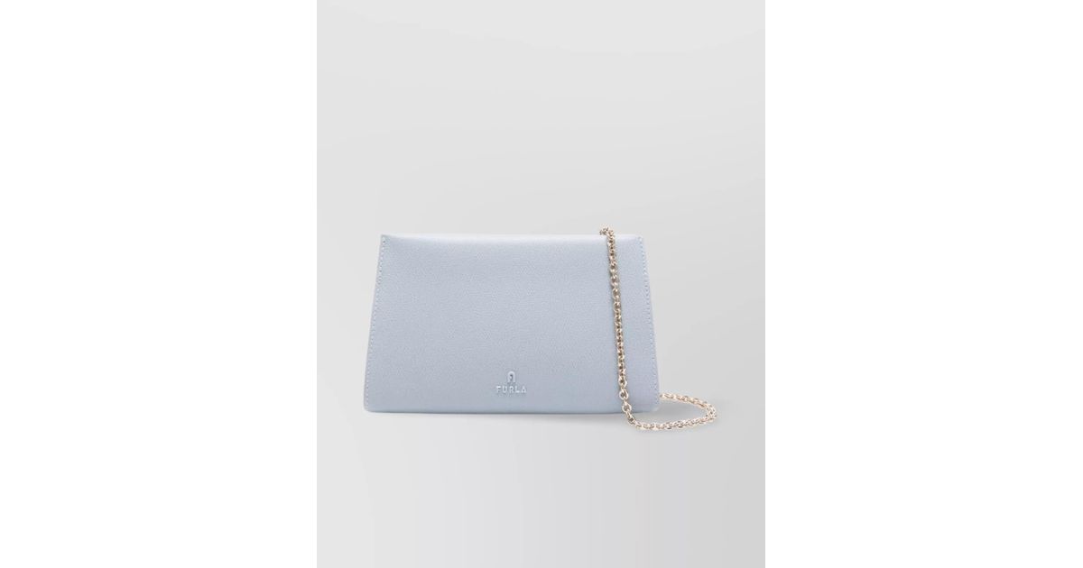 Furla Chain-Link Shoulder Strap Textured Finish Bag in White | Lyst