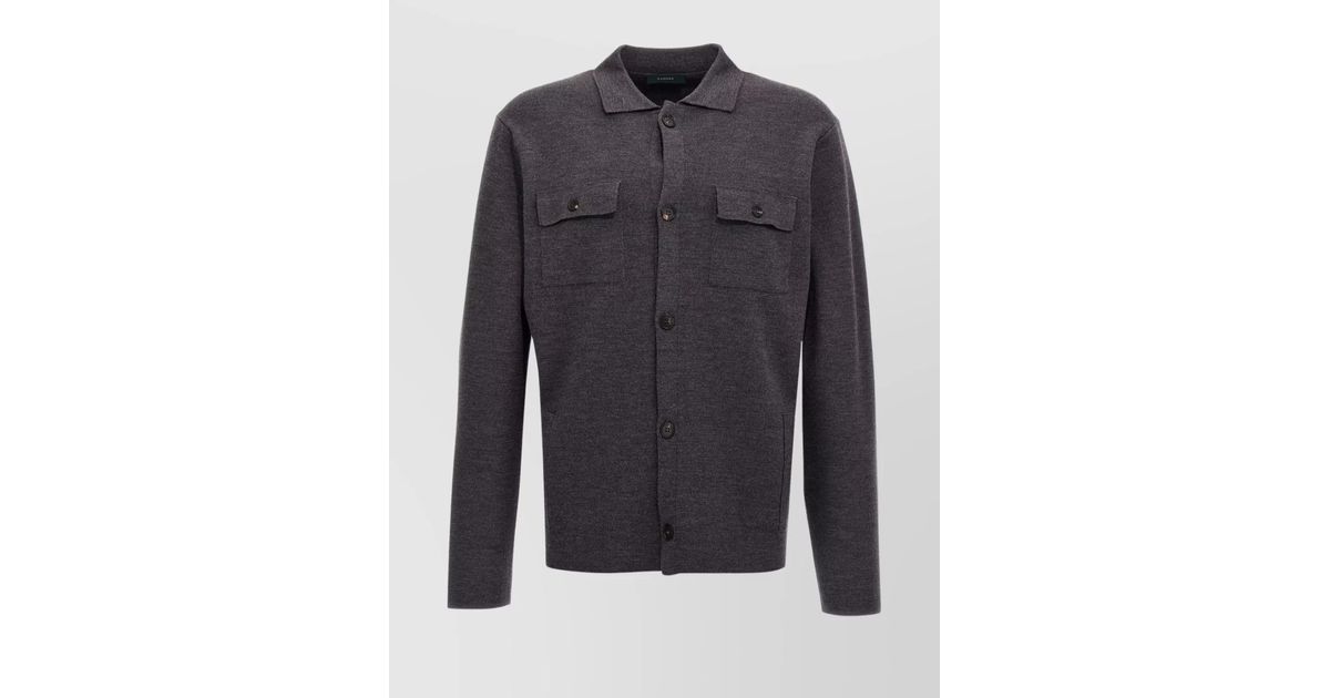 Zanone Cardigan Wool Long Sleeves Collared Design in Blue for Men | Lyst UK
