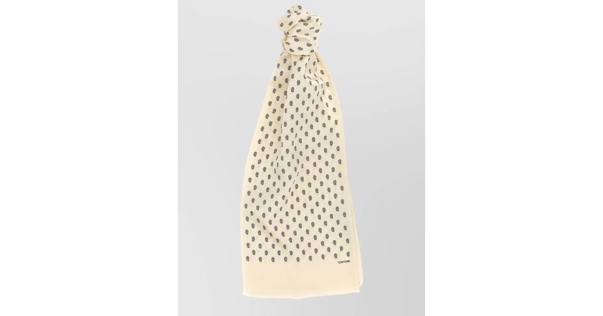 Tom Ford Paisley Scarf Featuring Subtle Polka Dots in White for Men ...