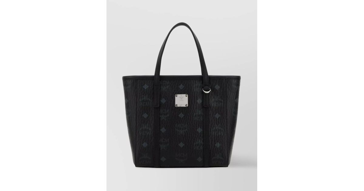 MCM Mini Tony Canvas Handbag With Monogram Pattern in Black | Lyst