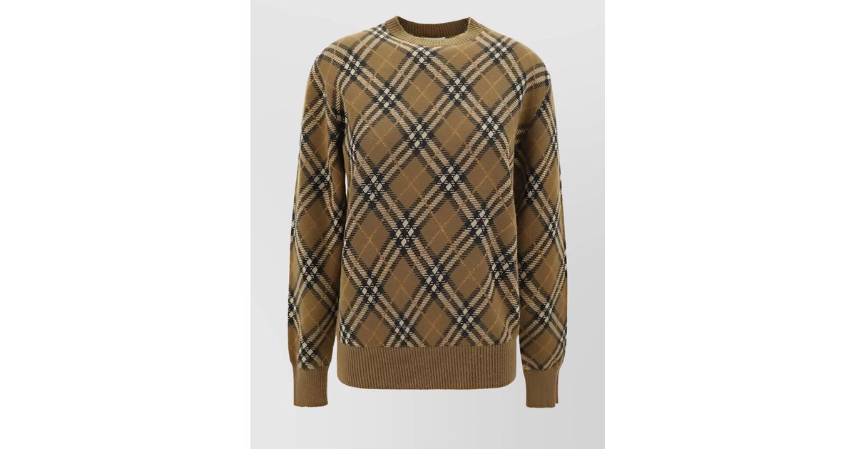 Burberry Repeated Check Pattern Wool Knitwear in Grey | Lyst UK