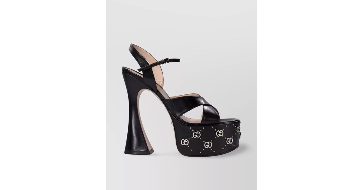 Gucci Studded Interlocking G Platform Sandals in Black | Lyst