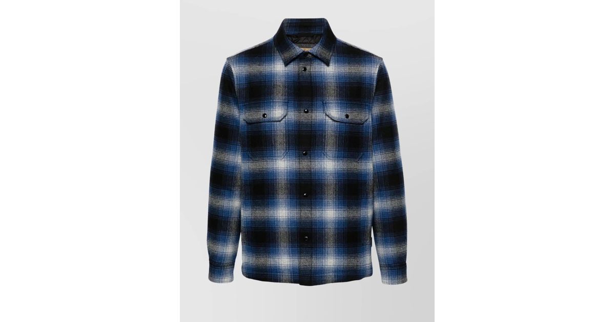 Woolrich Padded Overshirt With Archive Checked Pattern in Blue for Men ...