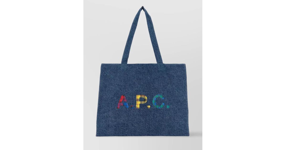 A.P.C. Rectangular Denim Tote With Two Handles in Blue | Lyst