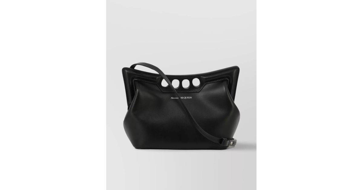Alexander McQueen Mini Peak Cut-Out Structured Cross-Body Bag in Black ...
