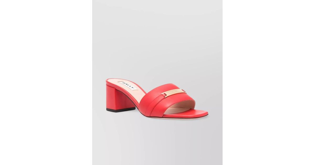 Bally Heeled Mules With Square Toe And Open Back in Red | Lyst