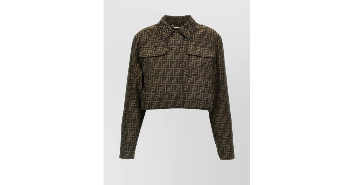 Fendi Jacket Canvas All-Over Pattern in Green | Lyst