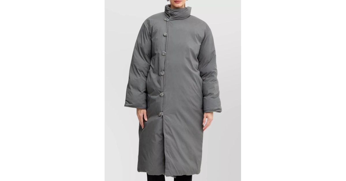 BOSS Long Padded Quilted Coat With High Neck in Grey | Lyst UK