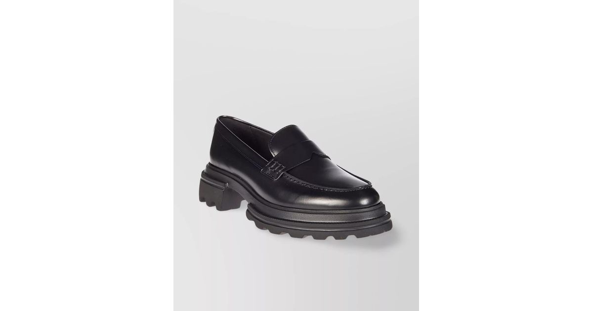 Hogan Loafers Chunky Sole Round Toe in Black | Lyst