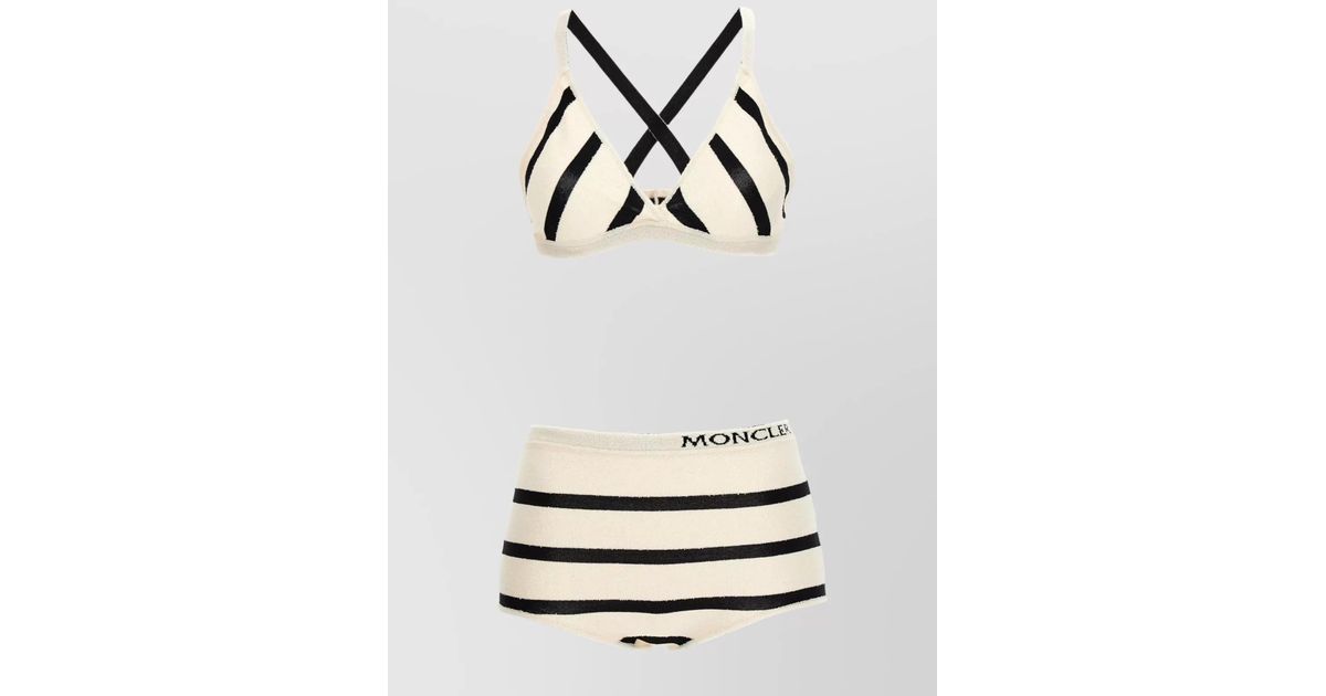Moncler Cross-Back Design Striped Bikini | Lyst