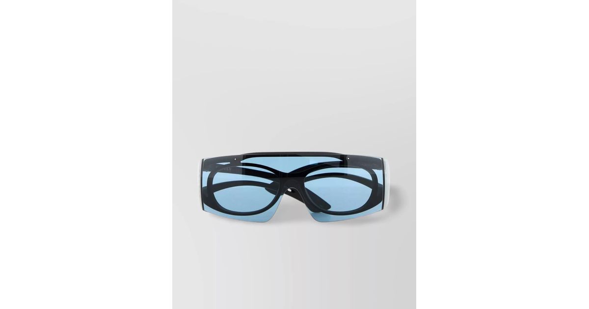 Alexander McQueen Rectangular Frame Sunglasses Thick Arms in Blue | Lyst