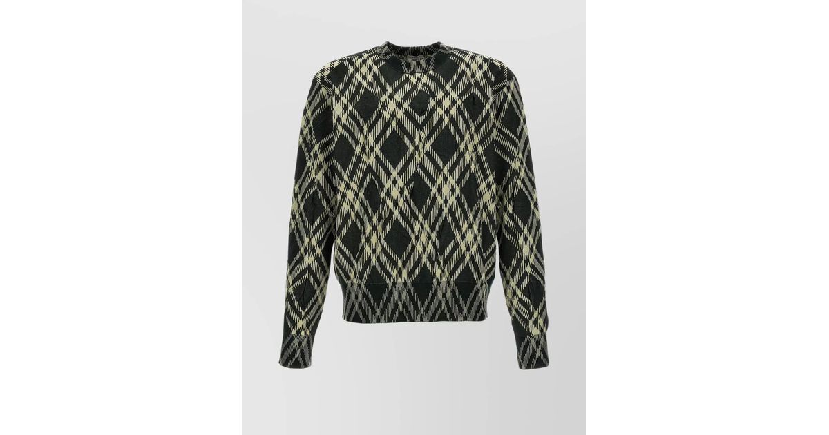 Burberry Lightweight Crew Neck Sweater With Geometric Pattern in Black for Men | Lyst