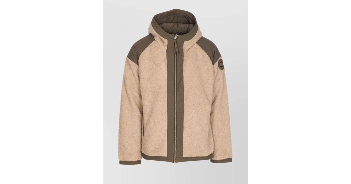 Canada Goose Hooded Shearling Effect Jacket With Contrast Panels in ...