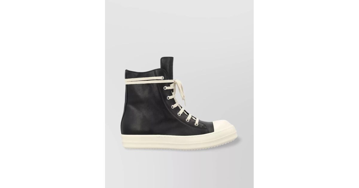 Rick Owens High-Top Leather Sneakers With Rubber Toe Cap in Black for ...