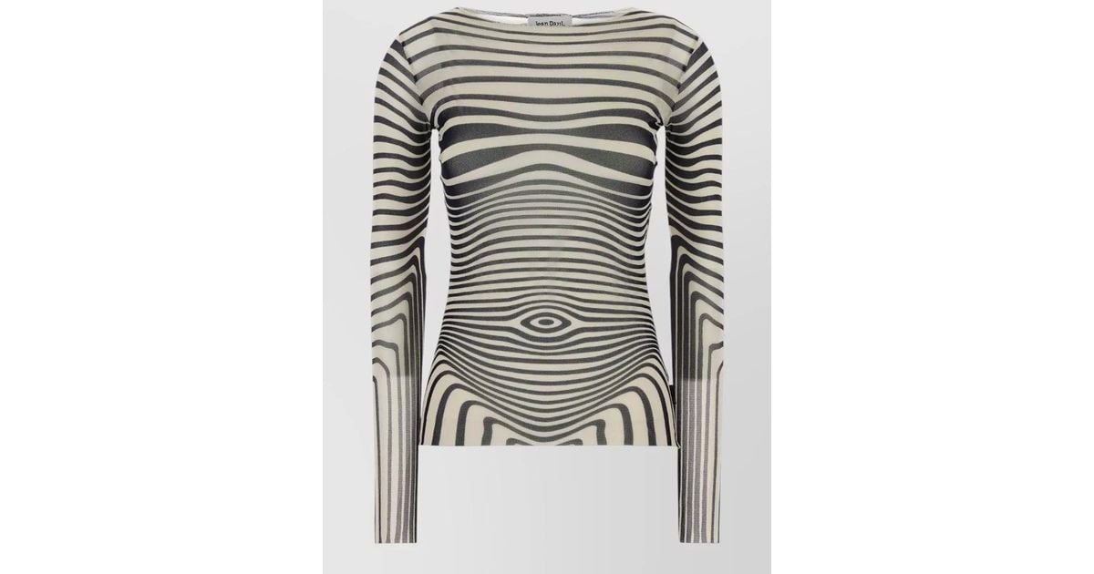 Jean Paul Gaultier Sheer Mesh Top Crew Neck Stripes in Grey | Lyst UK