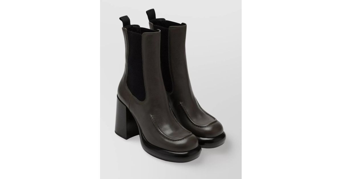 Burberry Chelsea Wedge Boot Leather in Black | Lyst