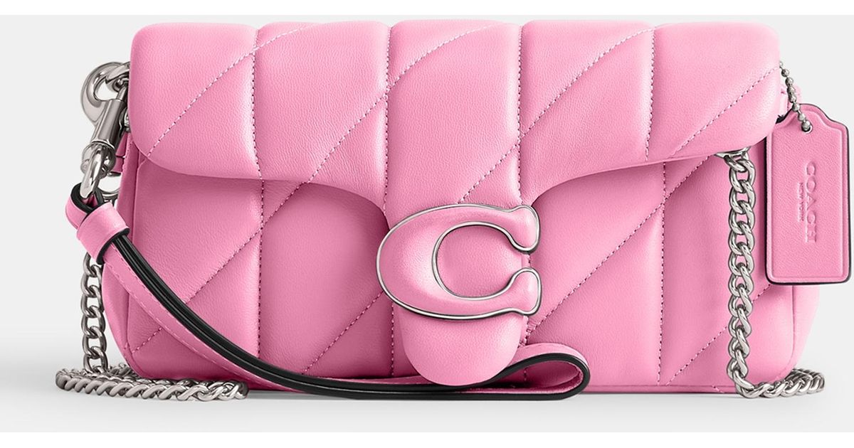 COACH Quilted Pillow Leather Covered C Tabby Wristlet With Chain in ...