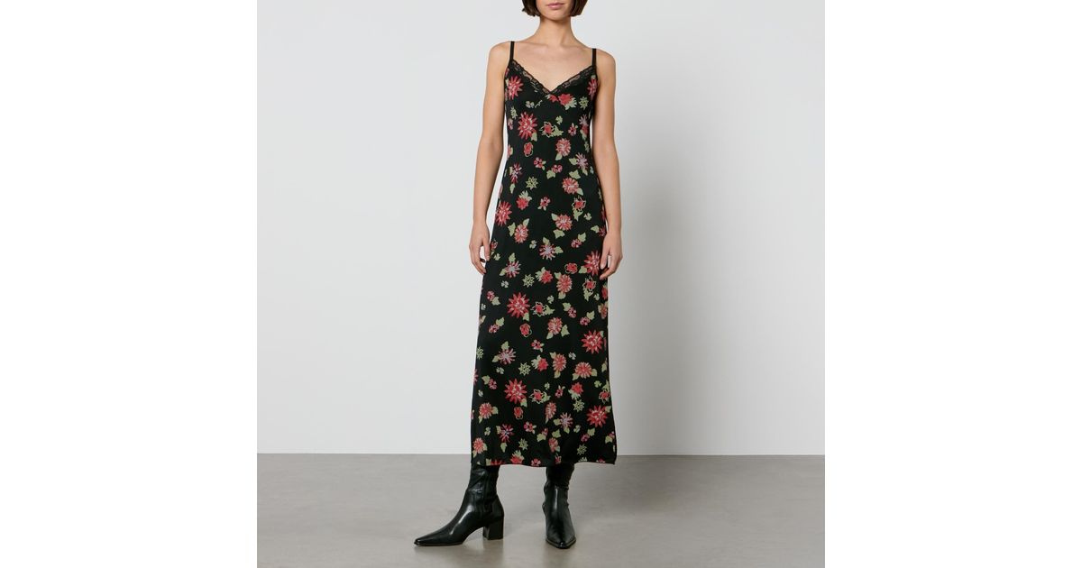 MAX&Co. Menta Floral-Print Jersey Dress in Black | Lyst