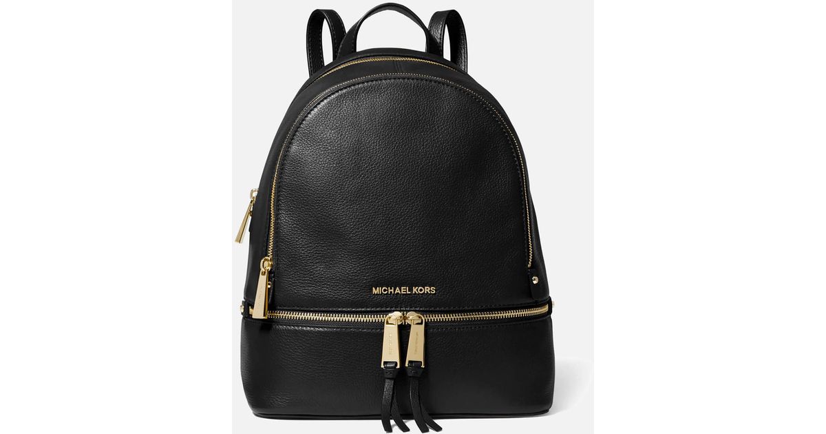 MICHAEL Michael Kors Rhea Zip Medium Leather Backpack in Black | Lyst