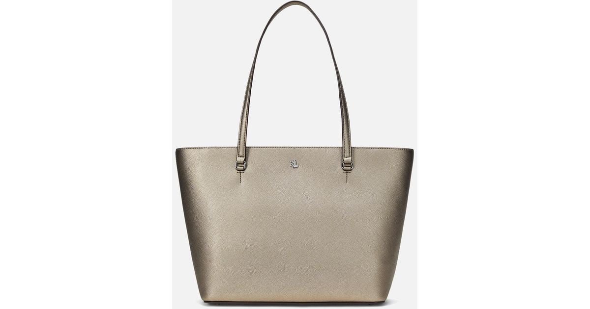 Ralph Lauren Karly Leather Medium Shopper Tote Bag in White | Lyst