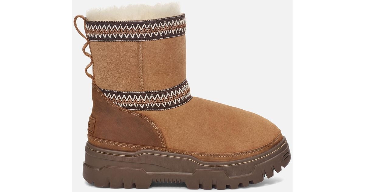 UGG Classic Mini Trailgazer Sheepskin Boots in Brown | Lyst