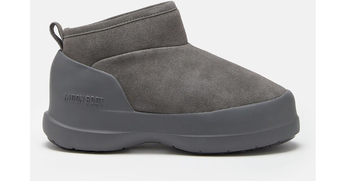 Moon Boot Luna Low Suede Boots in Gray | Lyst