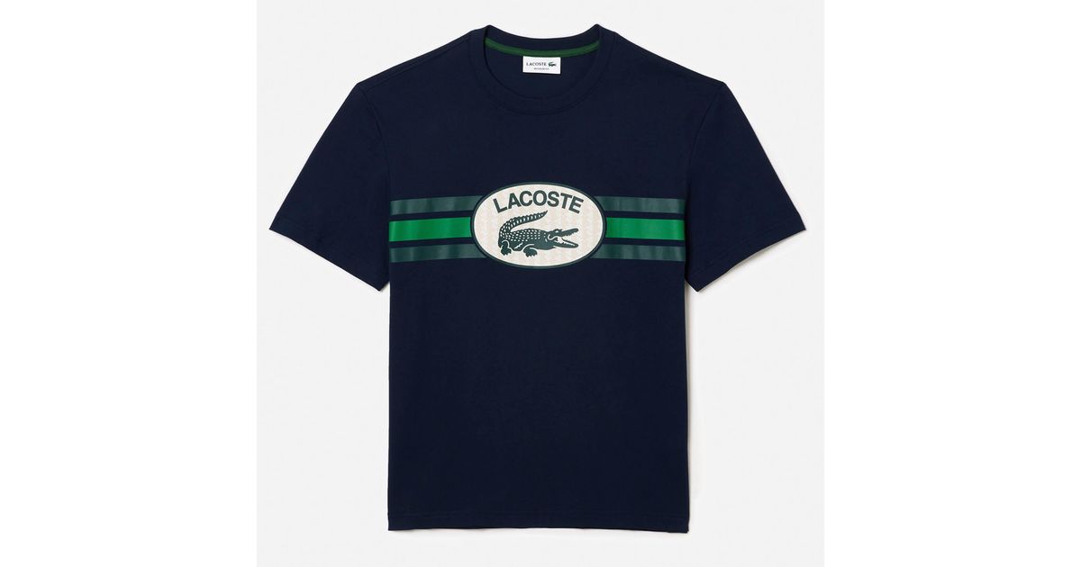Lacoste Monogram Cotton-Jersey T-Shirt in Blue for Men | Lyst