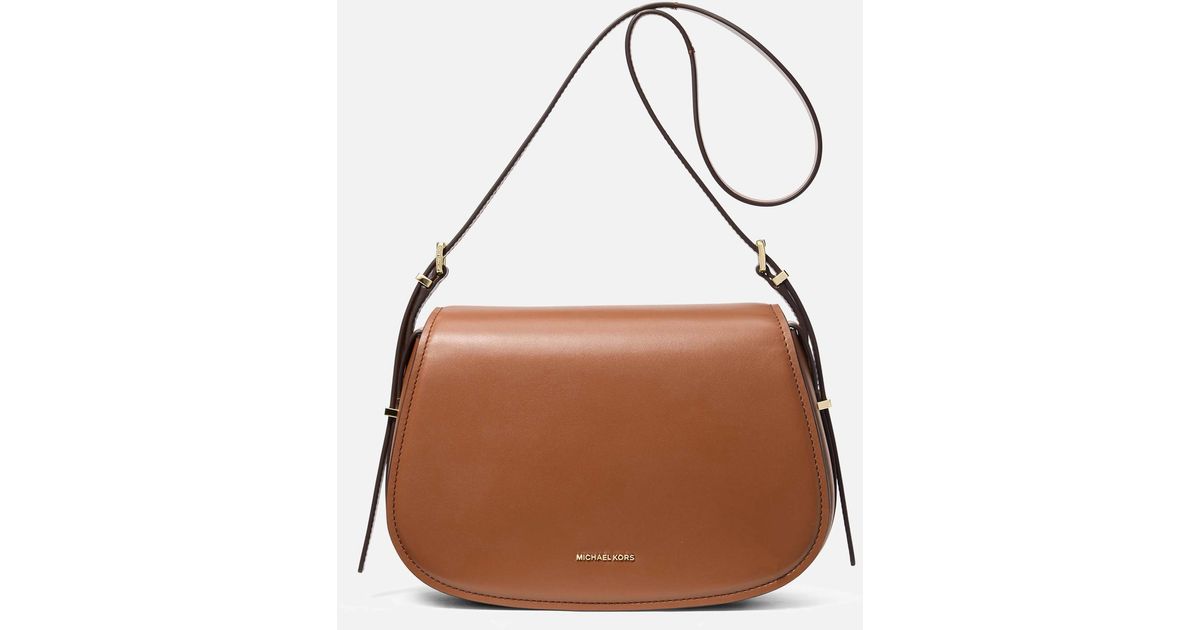 MICHAEL Michael Kors Lydia Leather Messenger Bag in Brown | Lyst